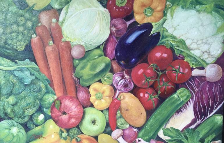 Fruit and Veggies Painting by manuel cadag | Saatchi Art