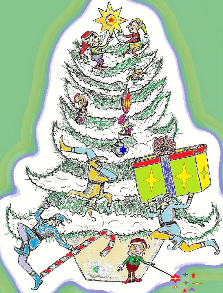 Tree Elves Drawing by Kevin Fairchild | Saatchi Art