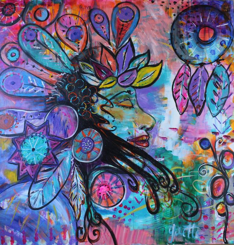 Hina Goddess of the Moon Painting by Yvette Lyons | Saatchi Art