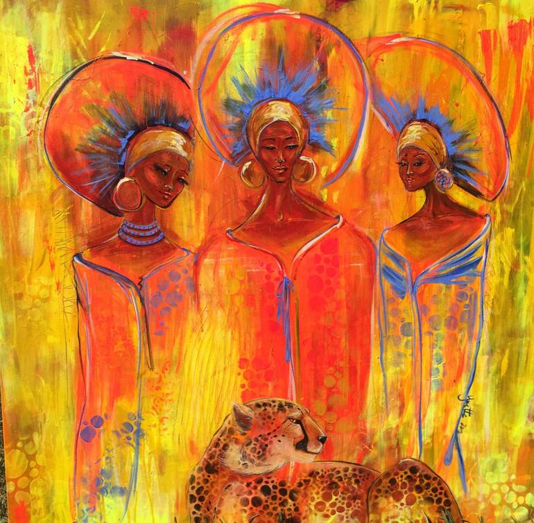 Cheetah Spirit Painting by Yvette Lyons | Saatchi Art