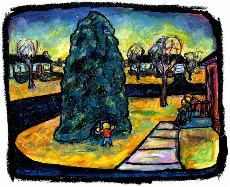 The Boy and His Pine Tree Drawing by Leif Rogers | Saatchi Art