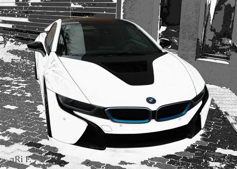 BMW i8 in Black & white front Photography by Arthur Huber | Saatchi Art