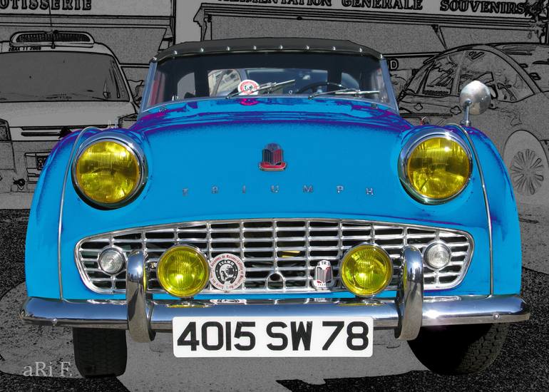 Triumph TR3 in blue Photography by Arthur Huber | Saatchi Art