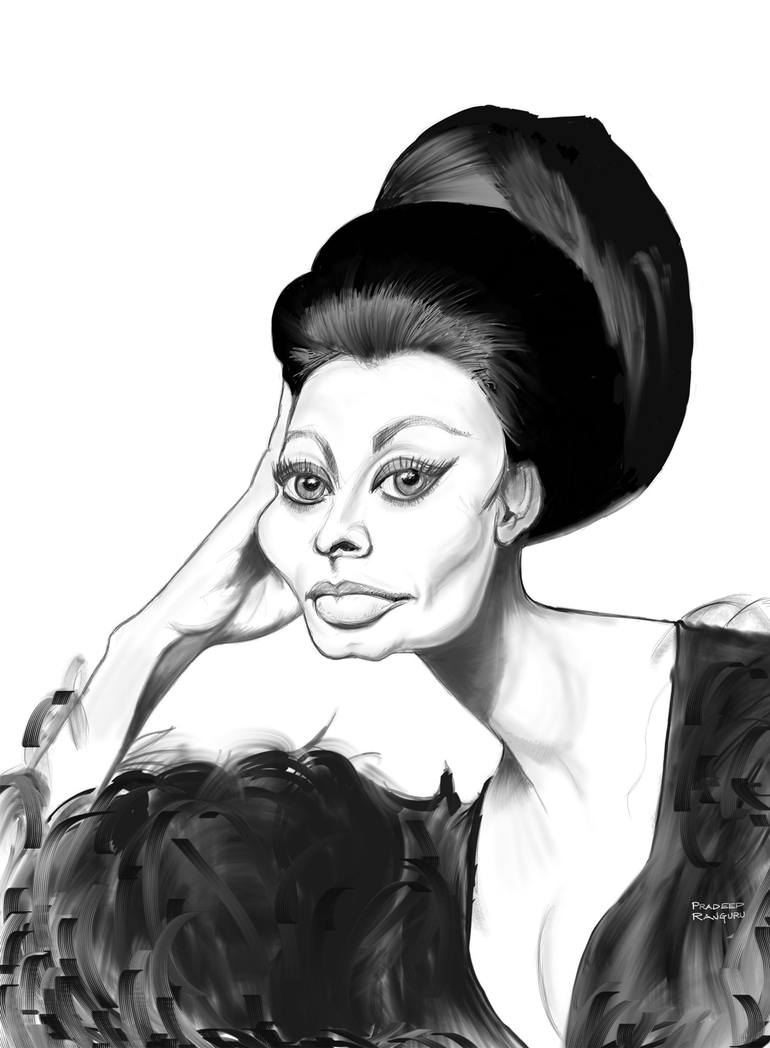Sophia Loren Drawing by Pradeep Rajguru | Saatchi Art