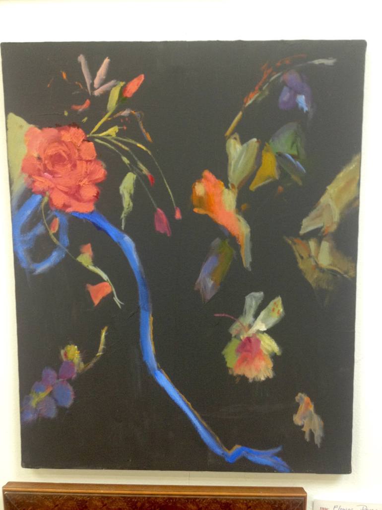 Blue ribbon Painting by sandy lane | Saatchi Art