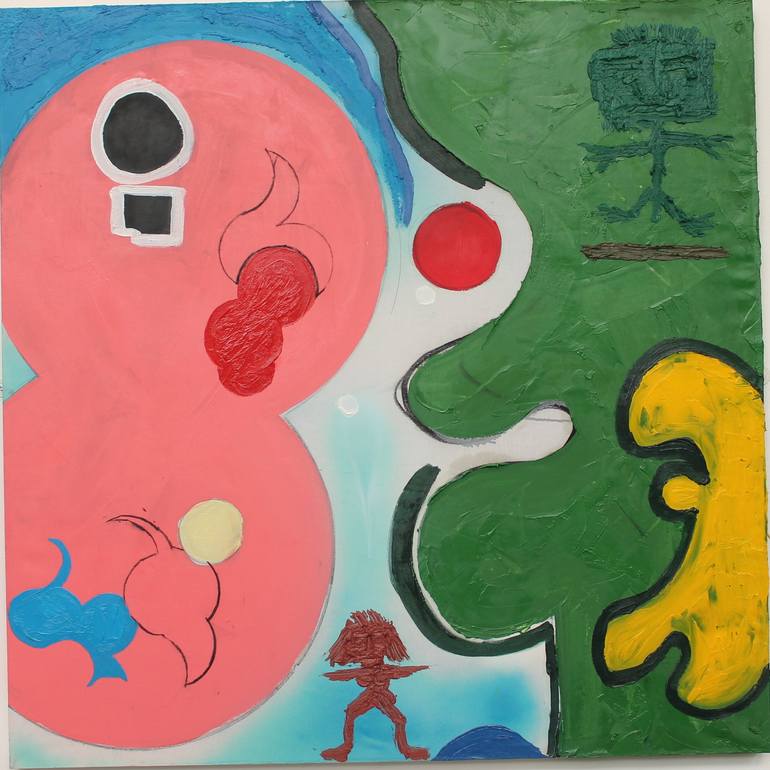 Pursuit of A flat Earth In green and pink Painting by Edward Grant ...