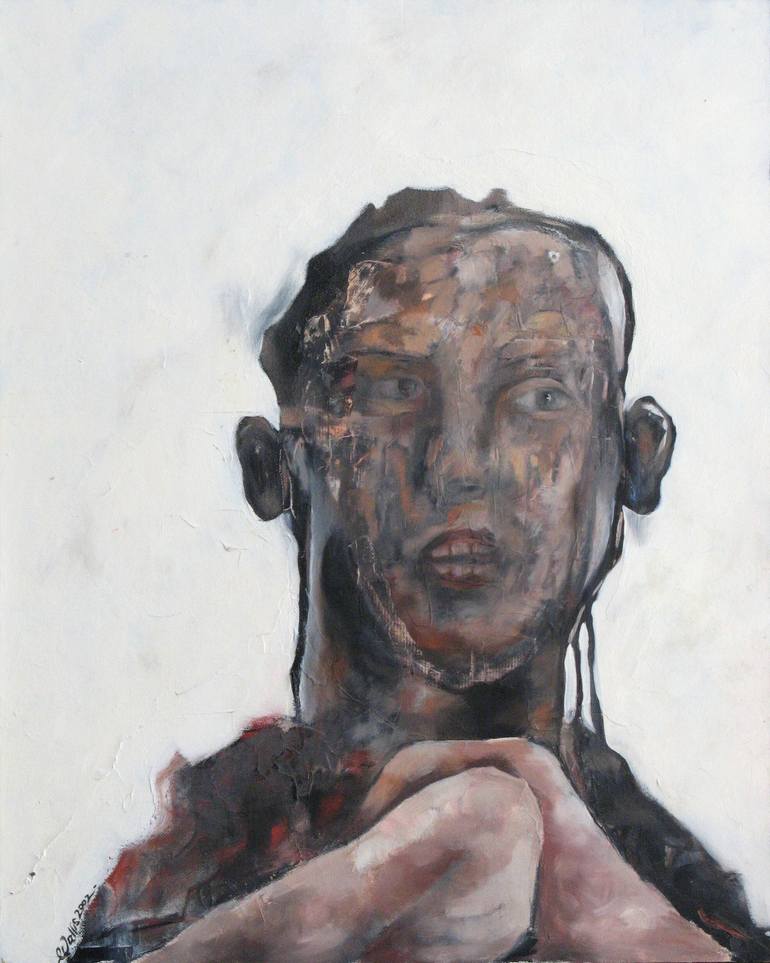 Flayed Head (head 24), 2002 Painting by Linda Wallis | Saatchi Art