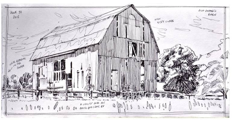 Ontario barn Drawing by Richard Johnson | Saatchi Art