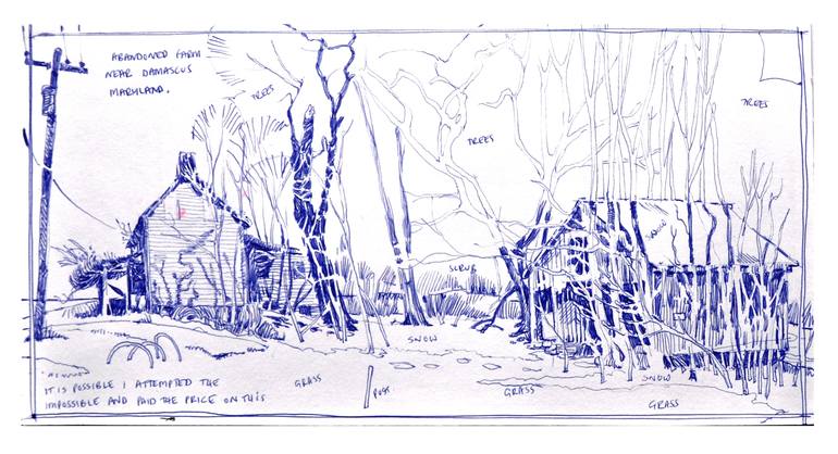 Abandoned Farm Drawing by Richard Johnson | Saatchi Art