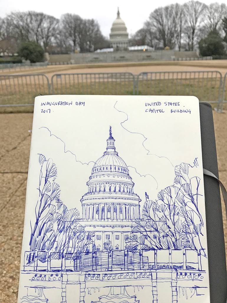 Inauguration day 2017 Drawing by Richard Johnson | Saatchi Art