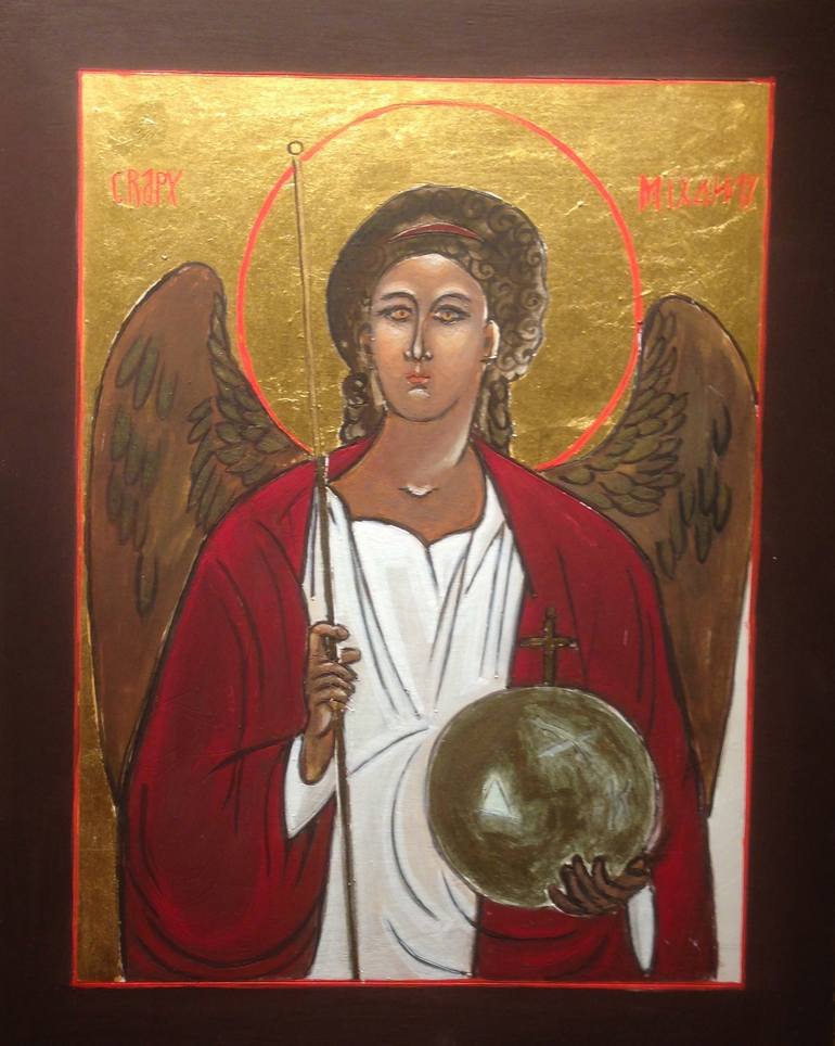 Archangel Michael Painting by ARS DIVINA Claudia Fuß | Saatchi Art
