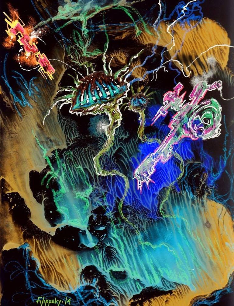 In the dephts of exoplanets. Drawing by Victor Filippsky | Saatchi Art