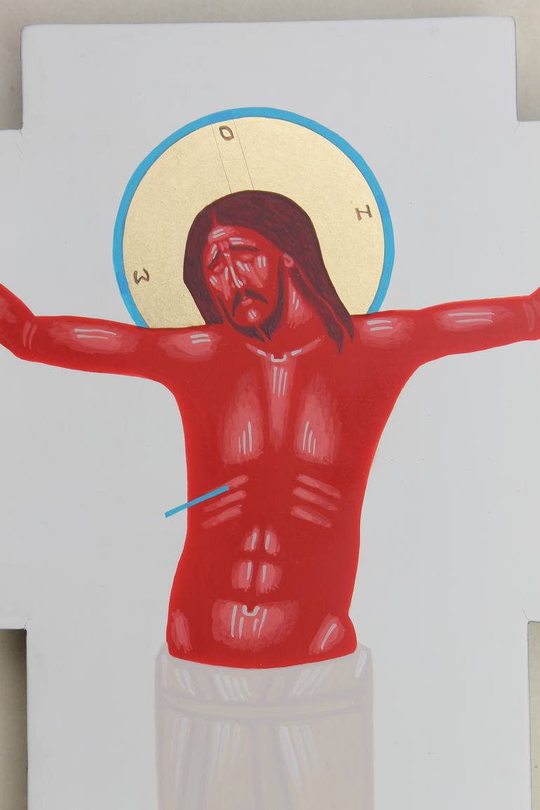 Red crucifix Painting by Danylo Movchan | Saatchi Art