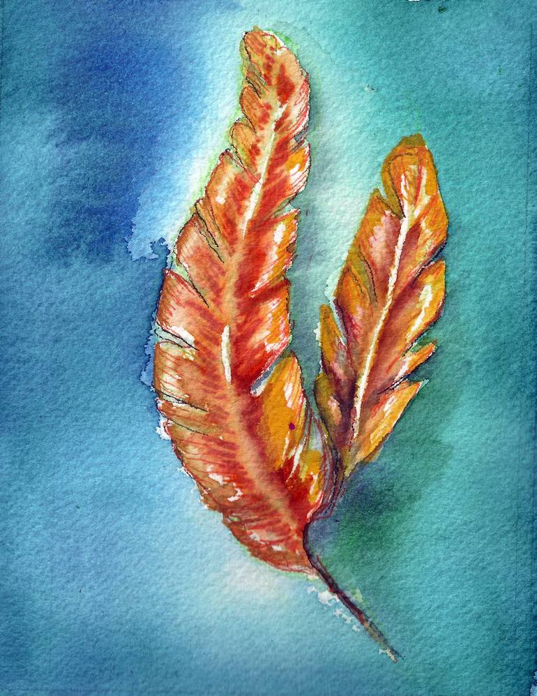 2 Feathers Painting by Paulette Boudreau | Saatchi Art