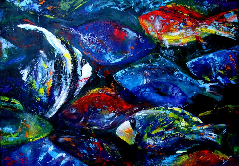 Sea Fish (Big) Painting by Alla Dzevaltovska | Saatchi Art