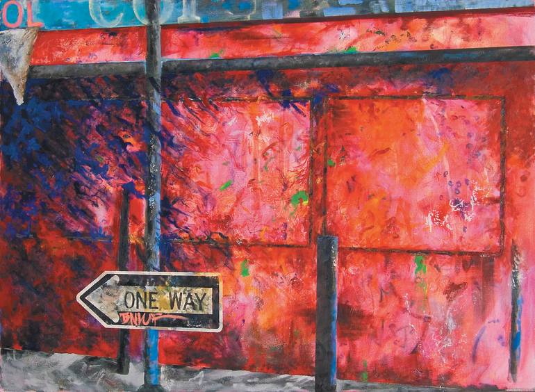 One Way Red Wall Painting by James P Scott | Saatchi Art