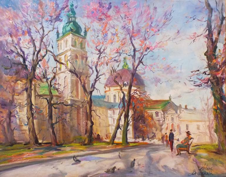 Spring in Lviv Painting by Artem Brazhnik | Saatchi Art