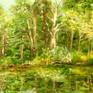 Tree Reflections Painting by Corine Barton | Saatchi Art