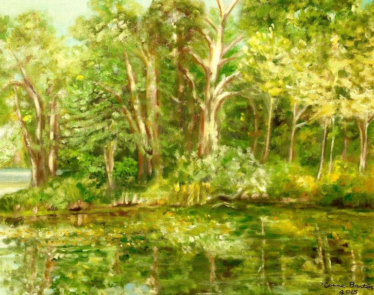 Tree Reflections Painting by Corine Barton | Saatchi Art