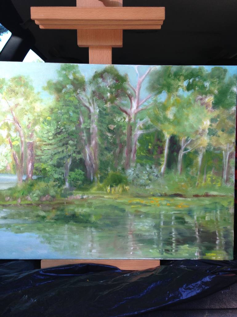 Tree Reflections Painting by Corine Barton | Saatchi Art