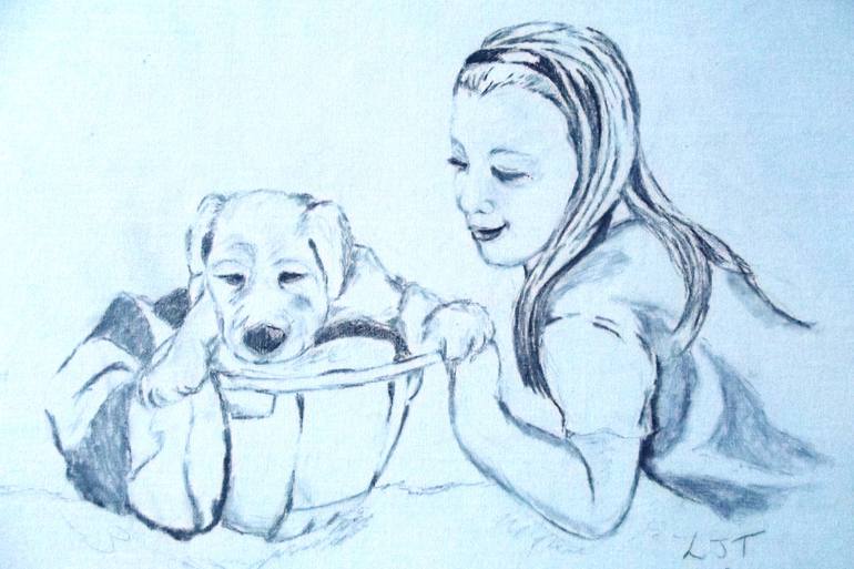 Pup in the Hat Drawing by Luke Turton | Saatchi Art