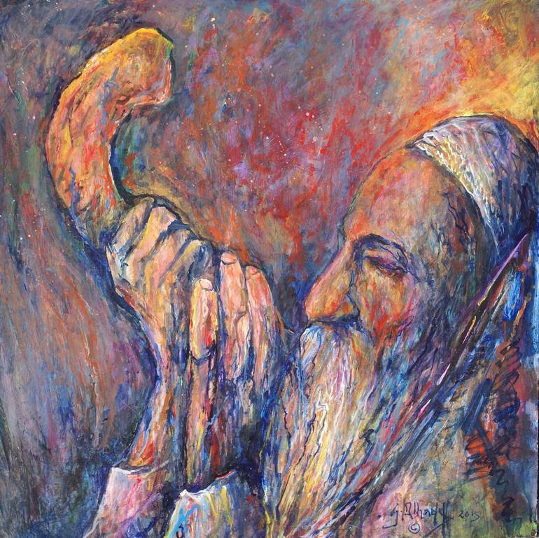 Shofar Rabbi Painting by Gustave Alhadeff | Saatchi Art