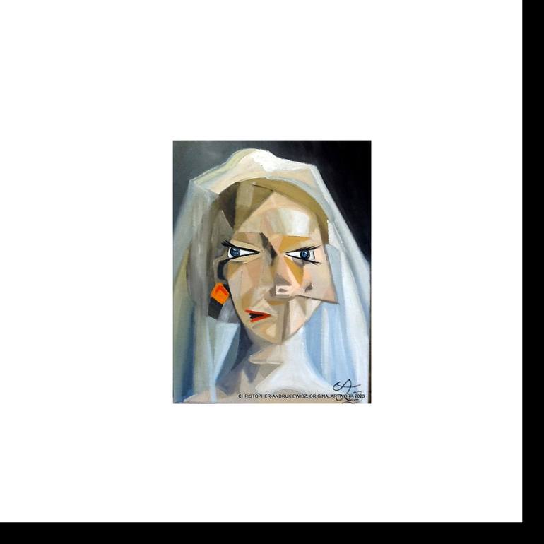 female 12 a double vision lady, wearing a veil. Painting by Christopher ...
