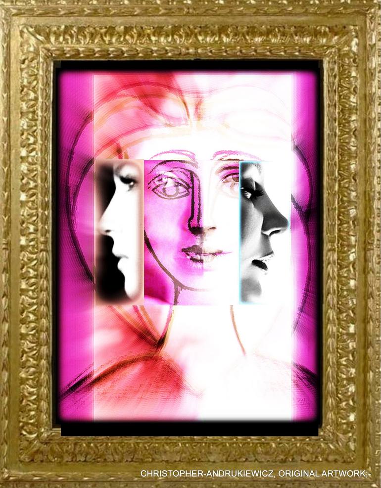 golden framed surround with females in all visual directions. Digital ...