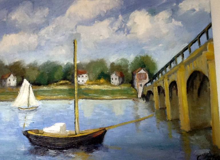 CLAUDE MONET- BRIDGE'@ .copy style modified.c.a. Painting by ...