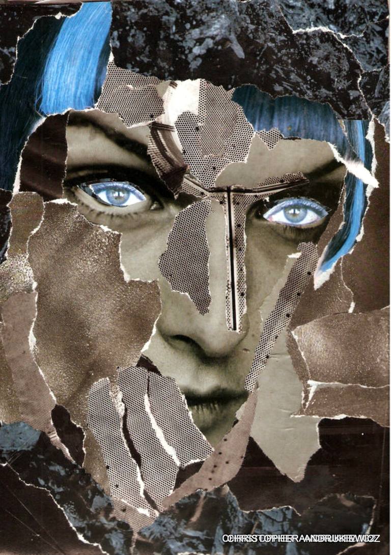 male face with grey tones and pattern pieces. Collage by christopher ...