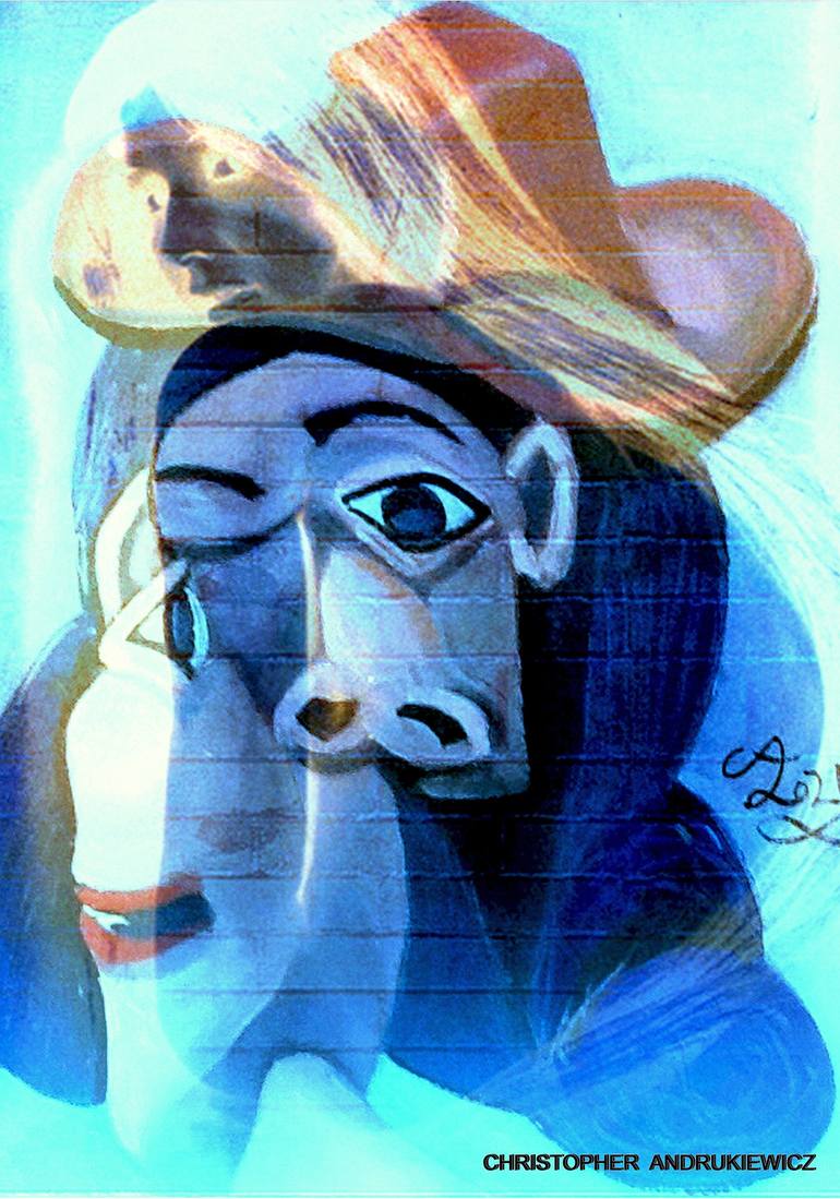 a similar pose ,but with a different inserted painting. Collage by ...