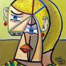 lady with split level view. Painting by Christopher Andrukiewicz ...