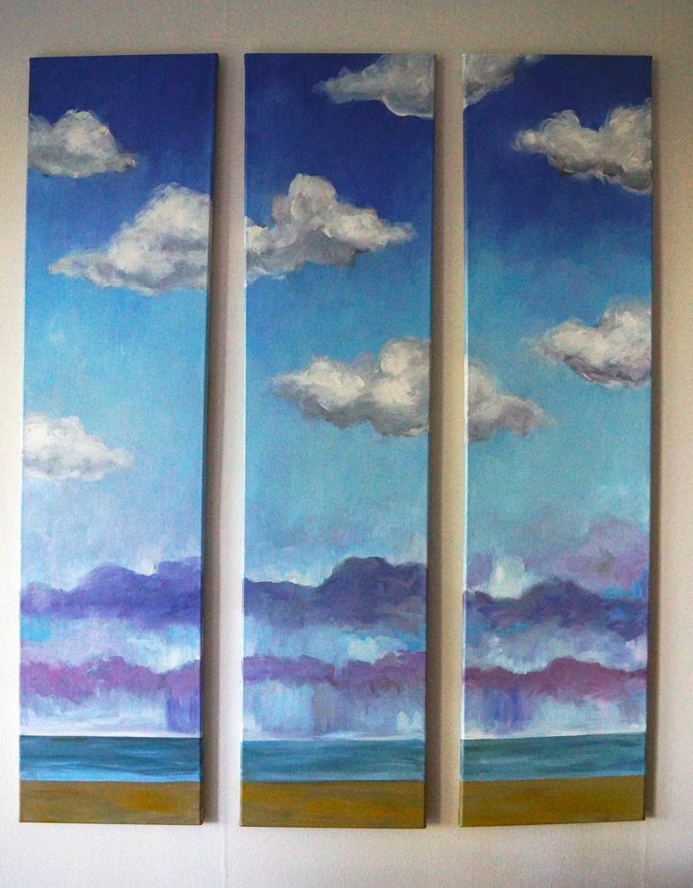 Coastal Sky Slices Painting by Valerie Vescovi | Saatchi Art