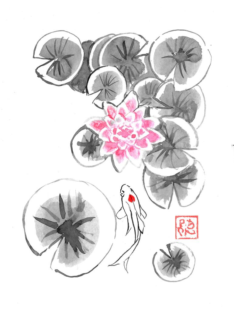Koi Flower Drawing