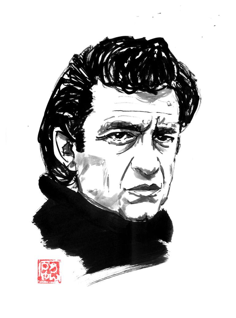 Johnny cash Drawing by Pechane Sumie | Saatchi Art