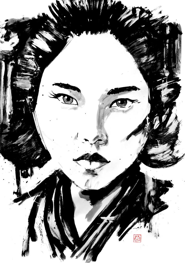 visage japonais Drawing by Pechane Sumie | Saatchi Art
