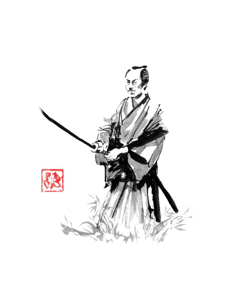 samurai in the field Drawing by Pechane Sumie | Saatchi Art