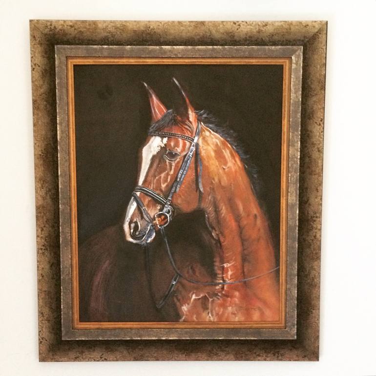 Framed original oil painting kauto star race horse by artist ...