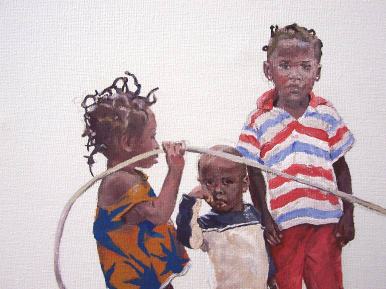 Gabonese children Painting by Jesus Manuel Moreno | Saatchi Art