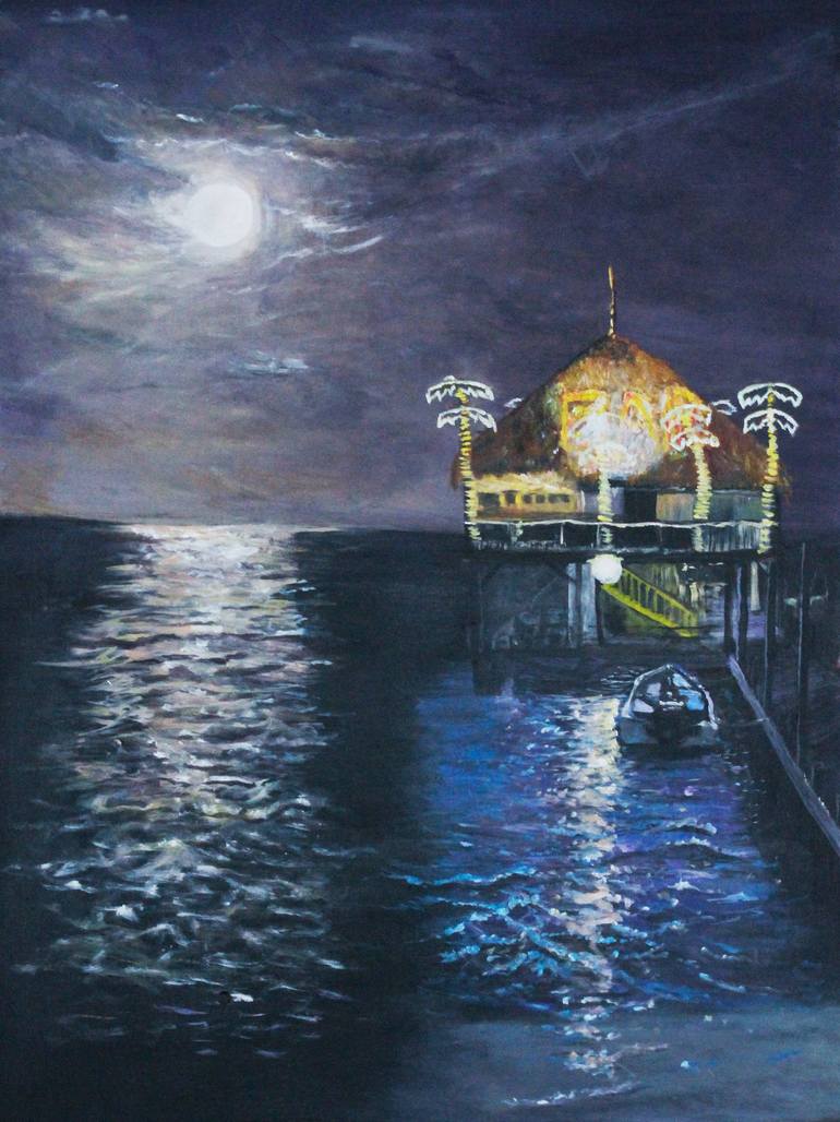 Super Moon Palapa bar Painting by Morphd MoHawk | Saatchi Art