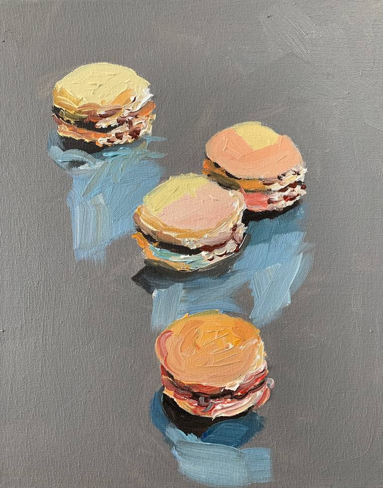 Macaroons cookies. still life. Original oil painting. Painting by Vita ...