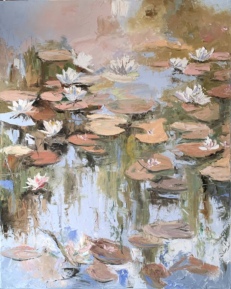 Water Lilly pond Landscape, Lilly pad garden Painting by Vita Schagen ...