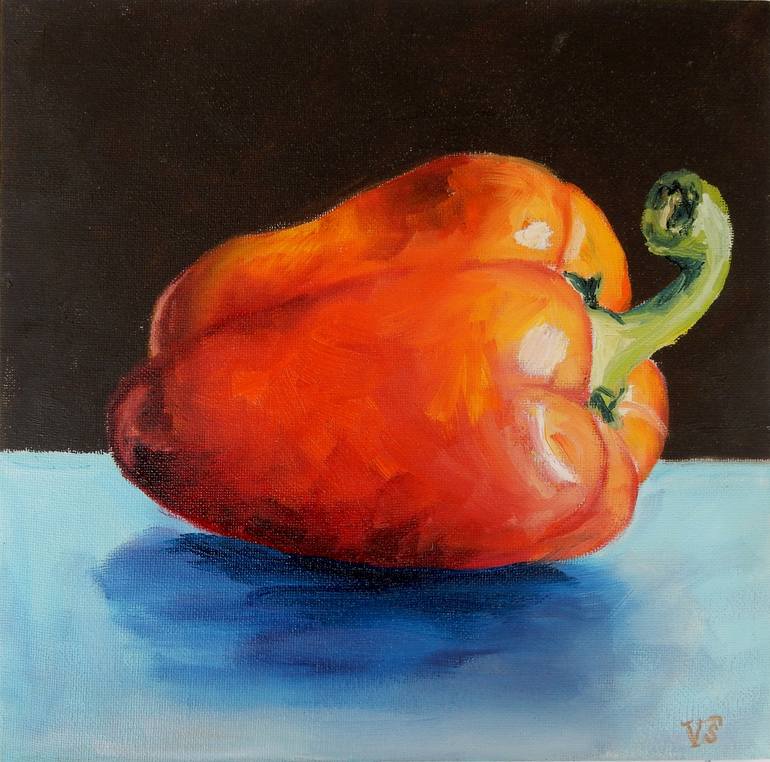 Red paprika. Still life, 25x25cm Painting by Vita Schagen | Saatchi Art