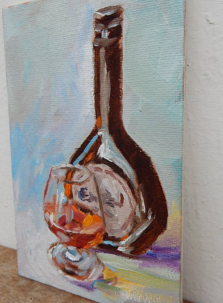 Glass of brandy. Still life. Painting by Vita Schagen | Saatchi Art
