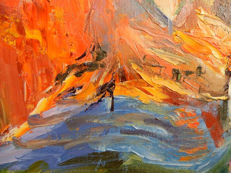 Italy landscape. Bright, impasto, Palette knife, textured art Painting ...