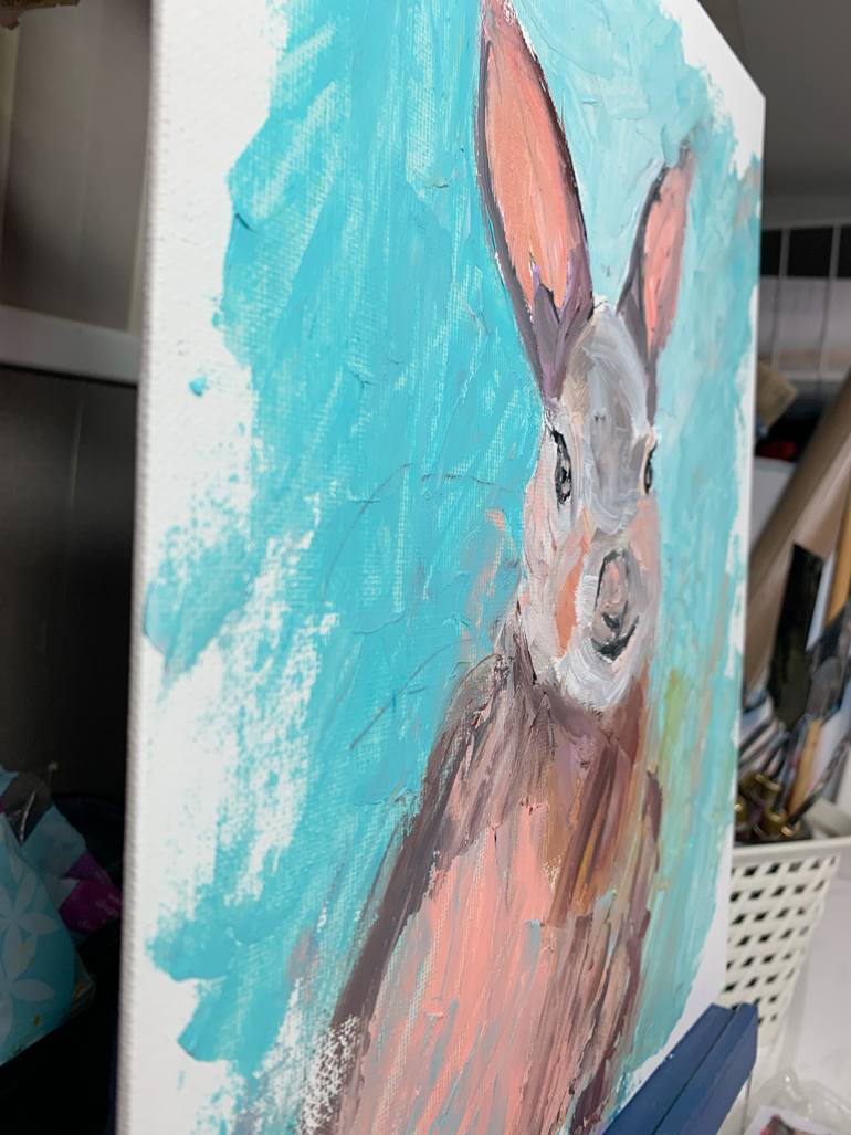 Pink rabbit. Painting by Vita Schagen | Saatchi Art