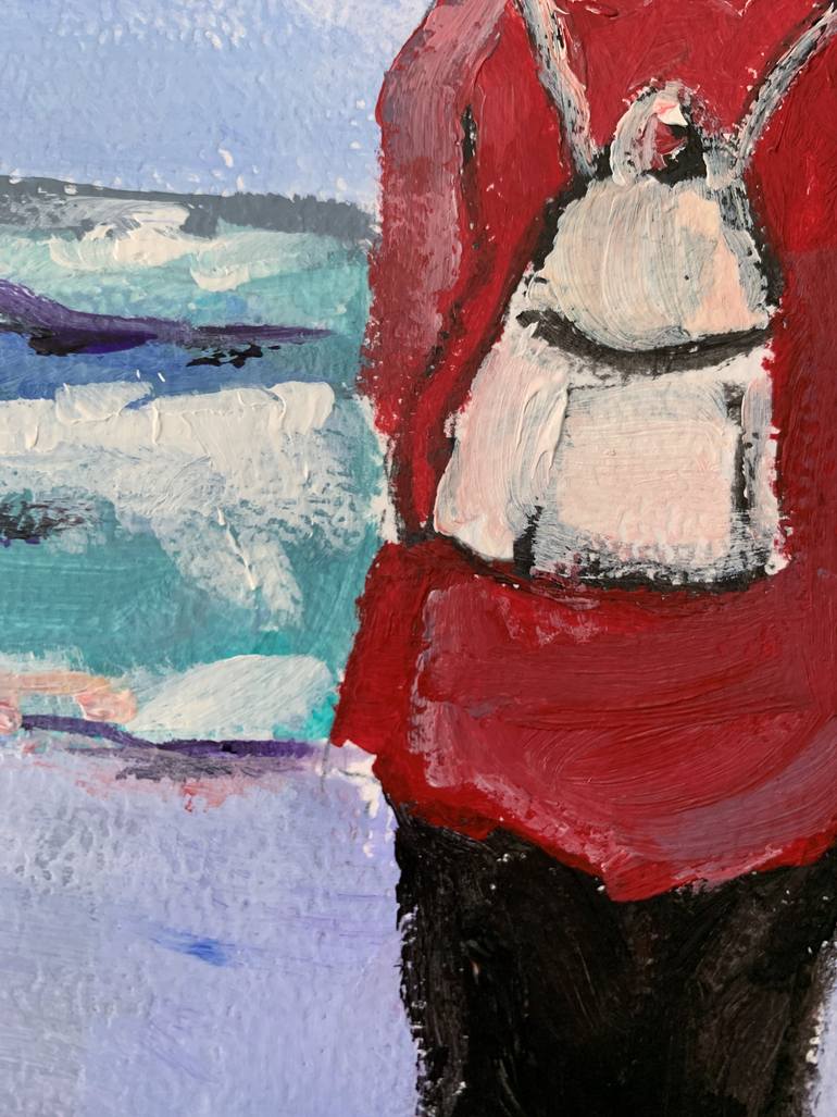 Vacation in Italy. Sketch. Mom with a kid on the beach.(3) Painting by ...