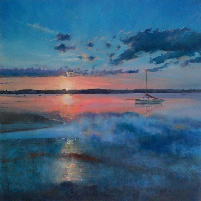 Mistley Sunset I Painting by Ted Toms | Saatchi Art