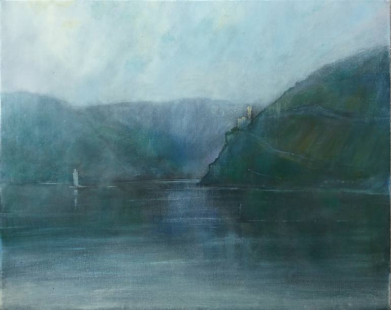 Bingen Loch and Burg Ehrenfels Painting by Ted Toms | Saatchi Art