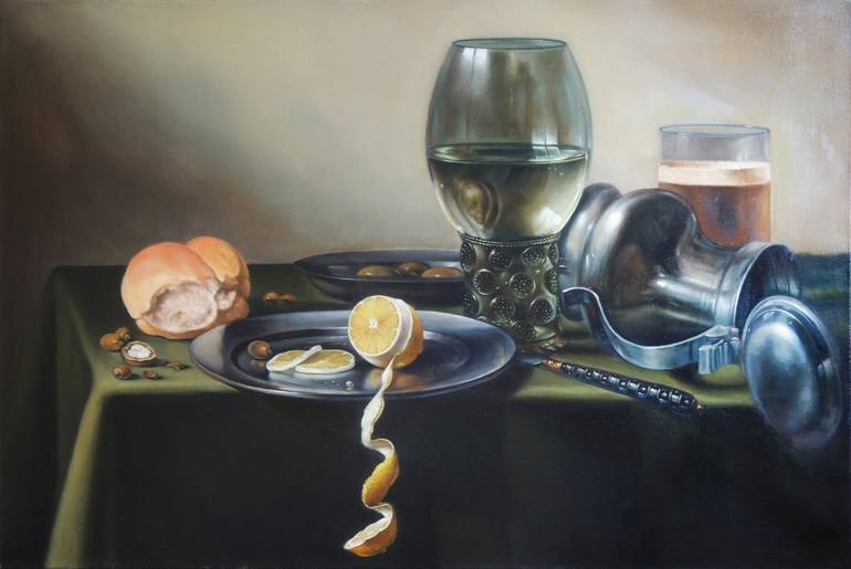 Still Life (Copy after Pieter Claesz) Painting by Goce Trajkovski ...
